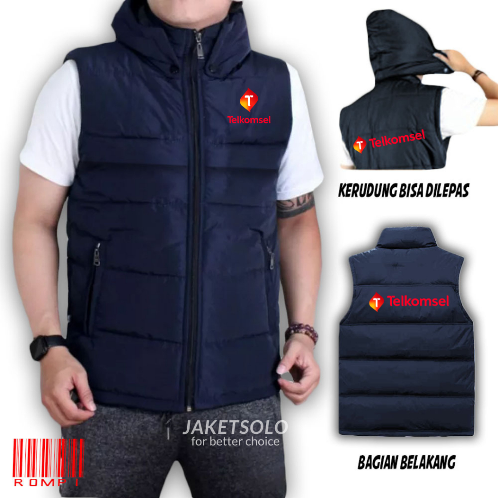 Jual ROMPI VEST PRIA CUSTOM LOGO TELKOMSEL OPERATOR SELLULER | Shopee ...