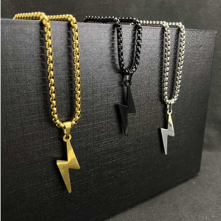 Jual Kalung Titanium Model Rolo Liontin Petir Pria Wanita Terbaru ...