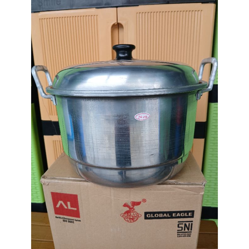 Jual LANGSENG-Panci Dandang Kukus 24 cm Aluminium Global Eagle / Panci ...