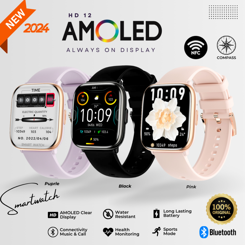 Jual Jam tangan smartwatch amoled nfc compass pria wanita anti air ...
