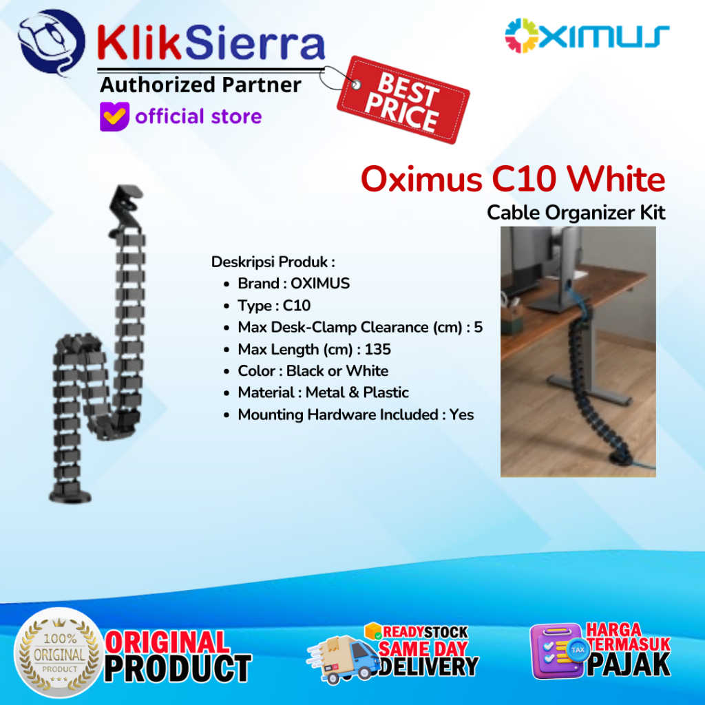 Jual Oximus C10 Black Organizer Kabel Protektor Modular Cable Management Jepit I OXI.C10B ...