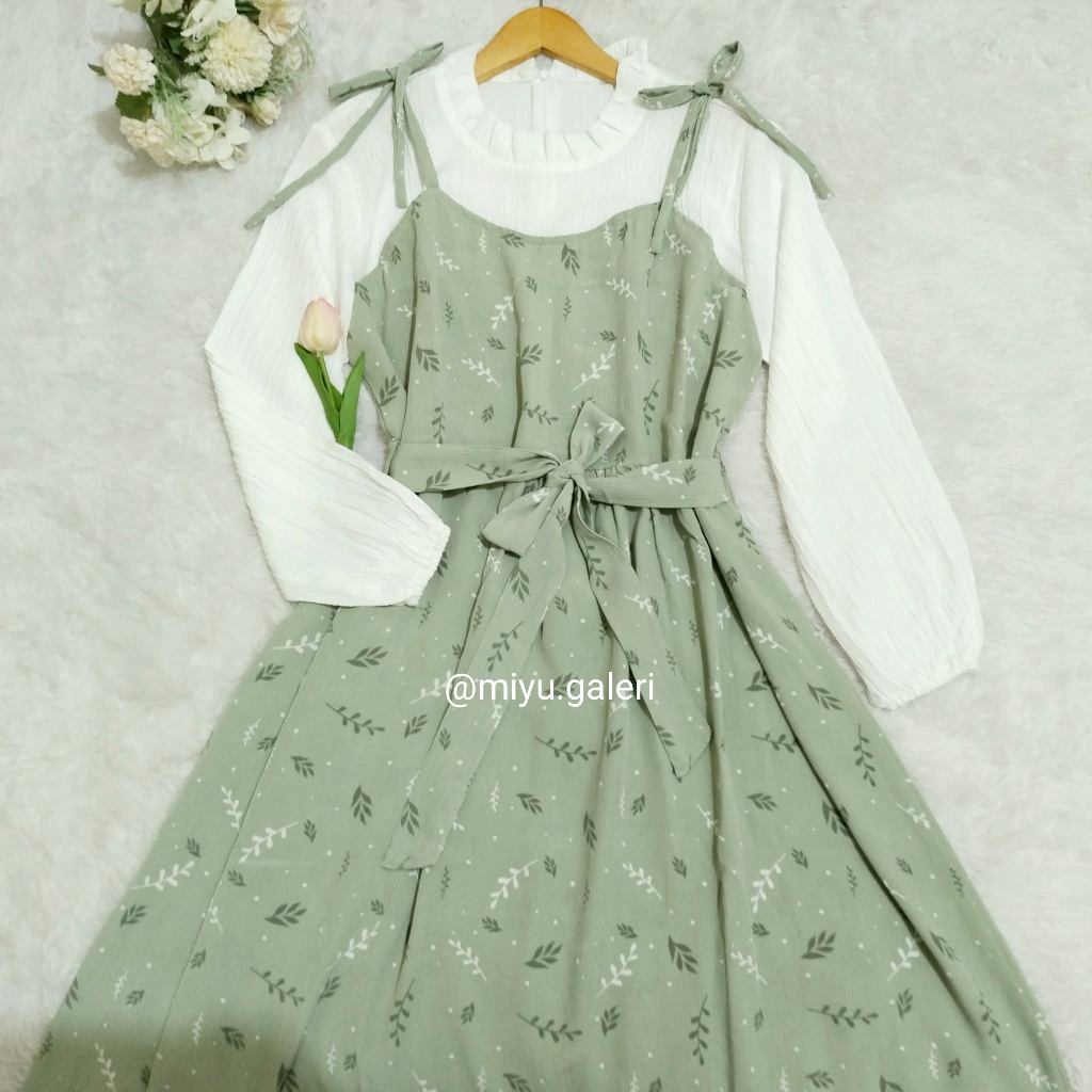 Jual Aecha Gamis Overall Crinkle mix Lady crush motif bunga cey plaid ...