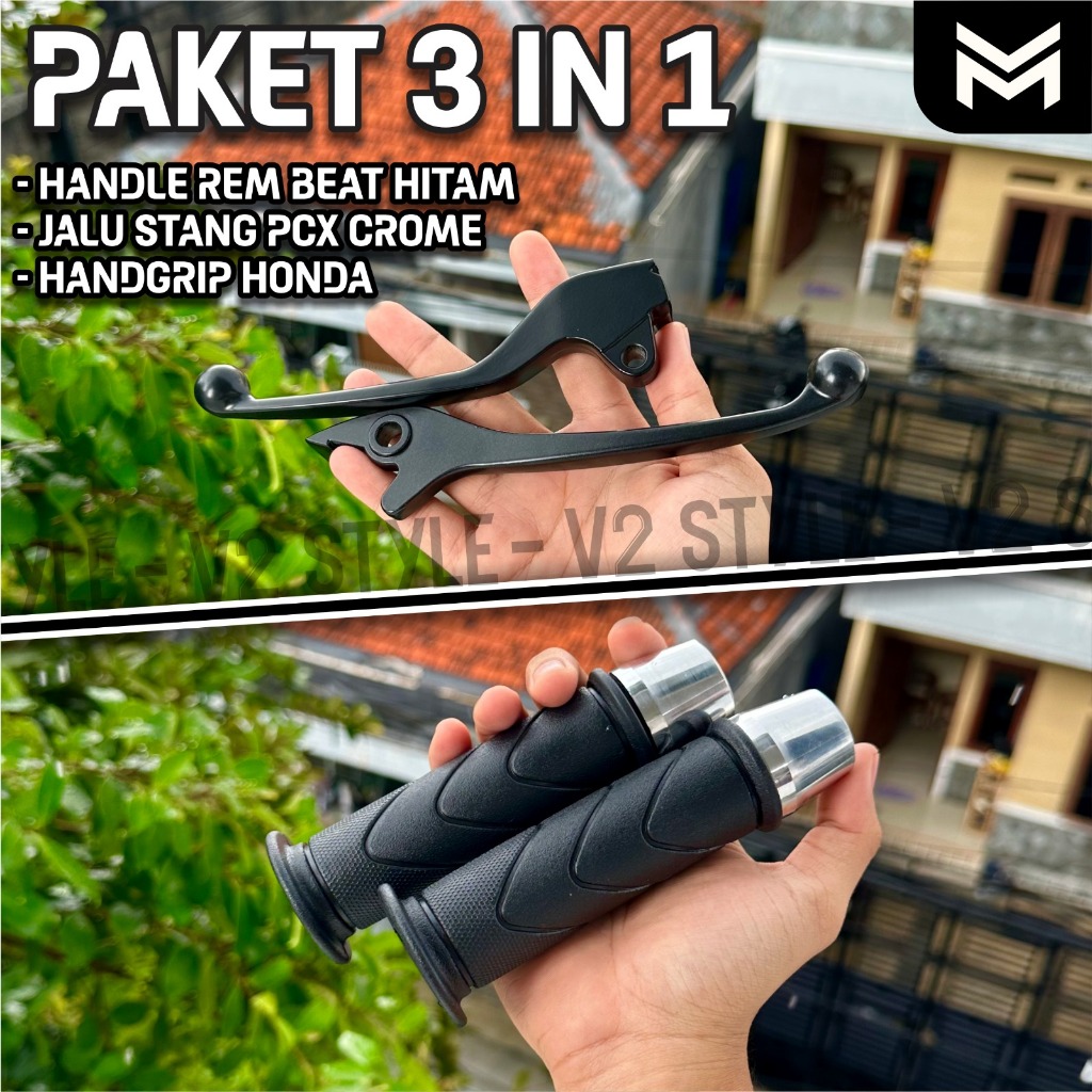 Jual Paket 3in1 Handle rem hitam + Handgrip Honda + Jalu Pcx Chrome ...