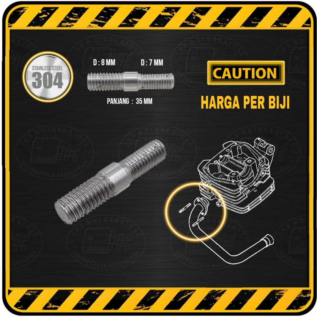 Jual STAINLESS >> Baut Tanam Knalpot Drat 11x12 | M8 x M7 x 35 Honda CB GL MEGAPRO TIGER RX KING ...