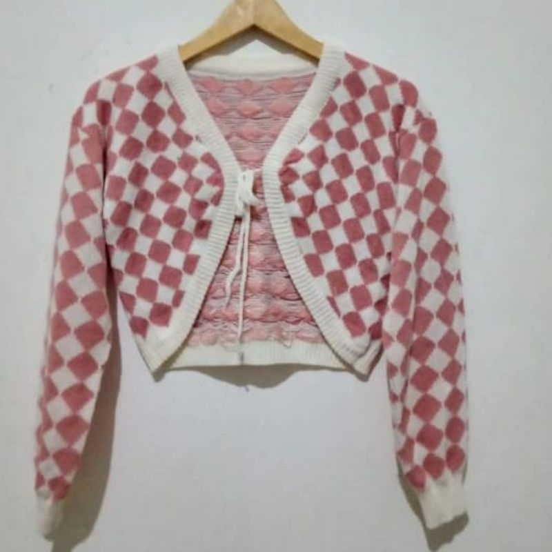 Jual Crop Kotak Tali/Cardi Crop Ketupat/Balero Motif Sido | Shopee Indonesia