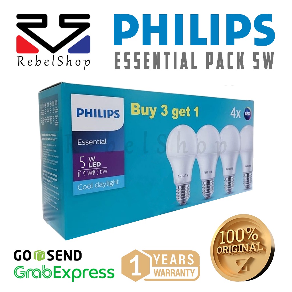 Jual Philips Lampu Bohlam LED 5W Essential Multipack Putih - 5 W 5 Watt ...