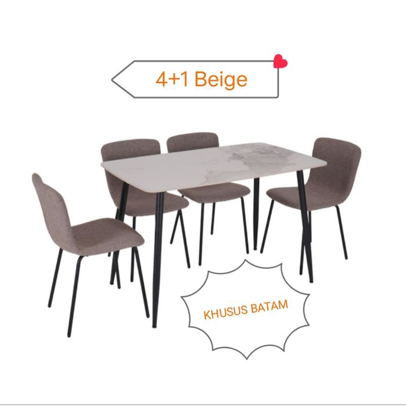Jual MEJA MAKAN 4 KURSI / DINING SET TABLE DT ALMERO + KURSI DC DELONA 4 PCS | Shopee Indonesia