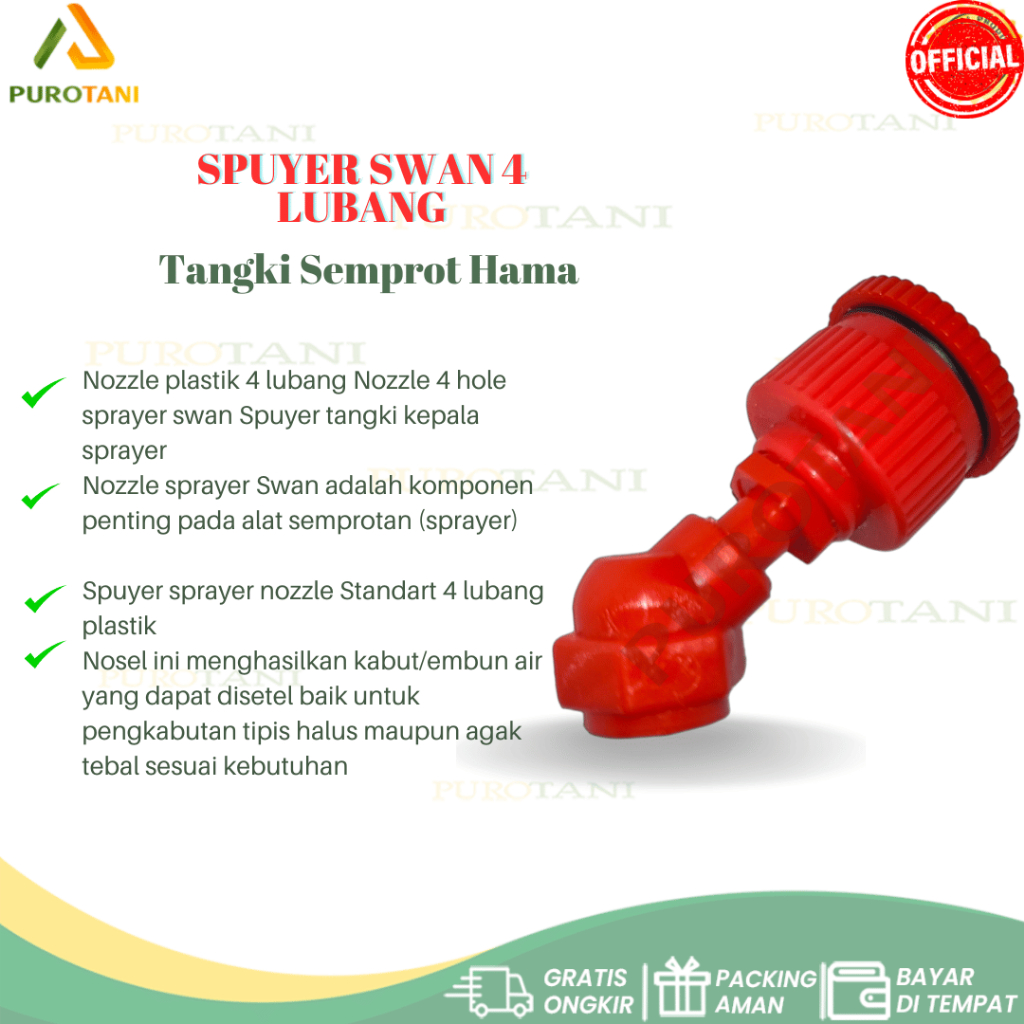 Jual Nozzle Spuyer Swan 4 Titik Lubang Plastik Merah Drat 14mm | Shopee ...