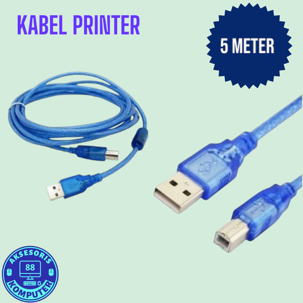 Jual KABEL USB PRINTER 5 METER 5M TRANSPARANT / HITAM 2.0 type A to USB ...