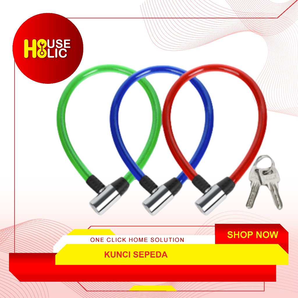 Jual Kunci Gembok Sepeda Bicycle Lock / Selang Kawat Pengaman Sepeda ...
