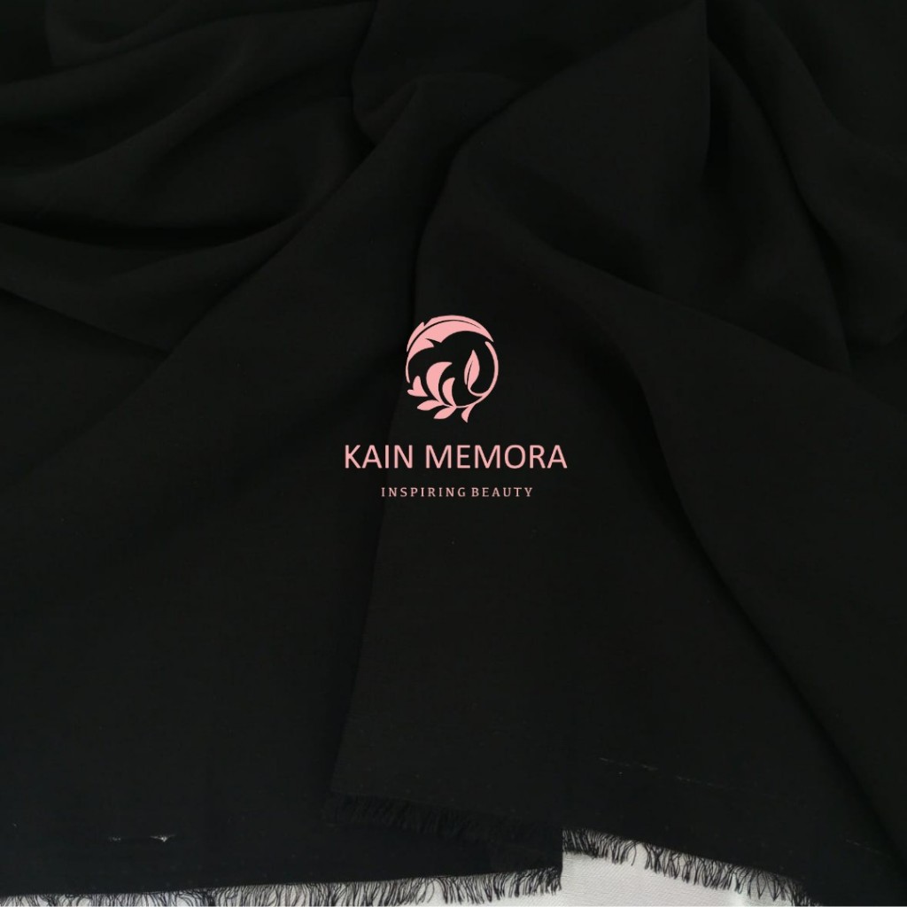 Jual Per50cm Kain Warna Jet Black Hitam Pekat Polos Kain Abaya Umroh ...