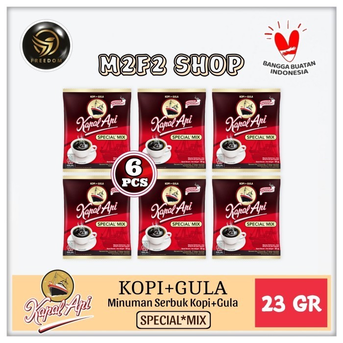 Jual Kopi Kapal Api Hitam + Gula Special Mix Sachet - 23 gr (Kemasan 6 ...