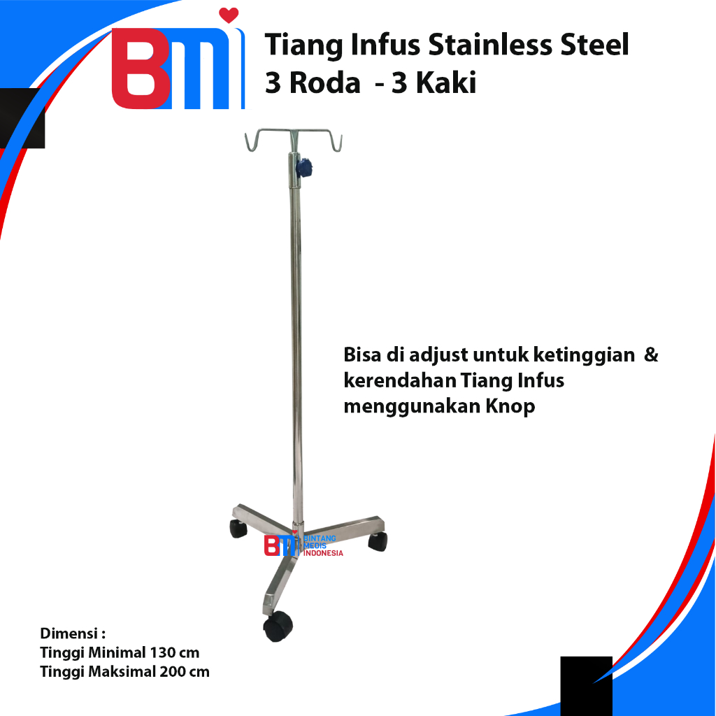 Jual Tiang Infus Stainless Steel 3 Roda - Tiang Infus Stainless Steel 3 ...