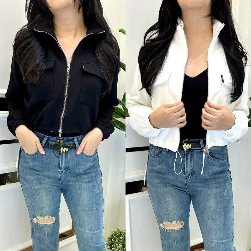 Jual DOUBLE LUCKY / JACKET CROP ZIPPER / JACKET IMPORT | Shopee Indonesia