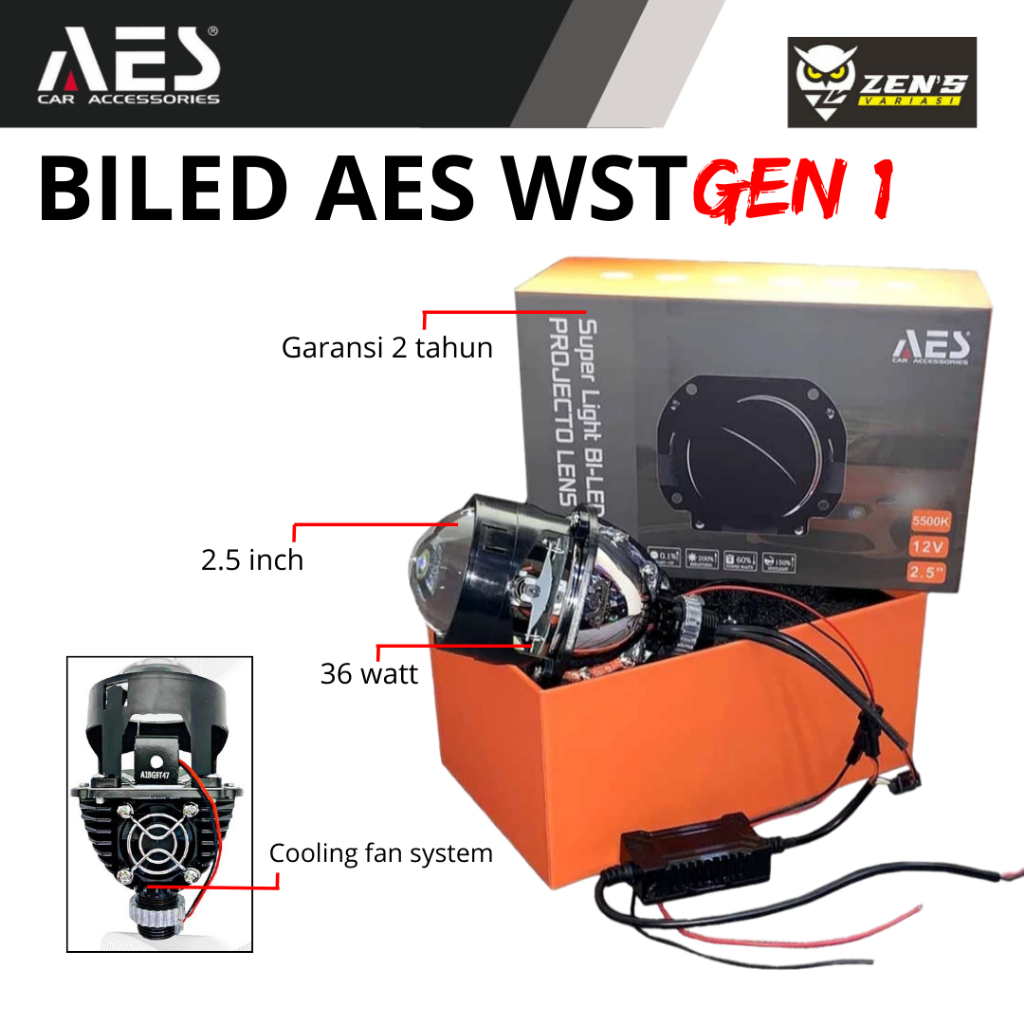 Jual Biled AES WST 2.5 GEN 1 Headlight Projector inch Lampu Projie ...
