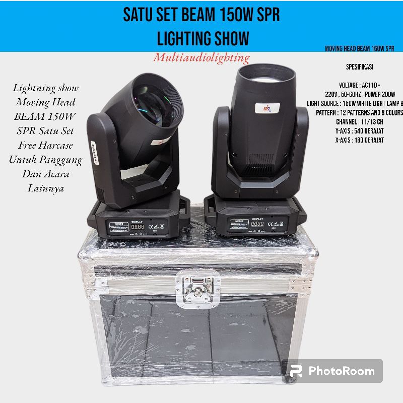 Jual Lightning show Beam 150W SPR Satu Set ( 2 Unit ) Free Harcase Box ...