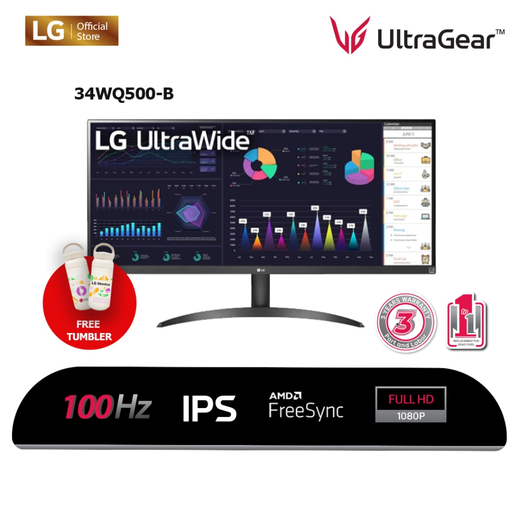 Jual LG UltraWide™ 34WQ500-B 34" WFHD IPS Display HDR10 sRGB 99% 100Hz ...