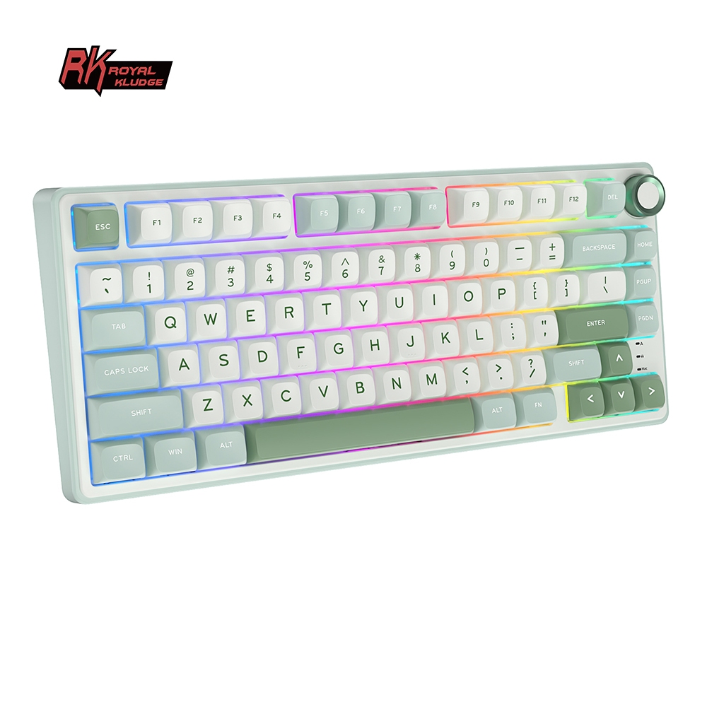 Jual Royal Kludge RK R75 Green 81 keys Gasket Wired Gaming Keyboard ...