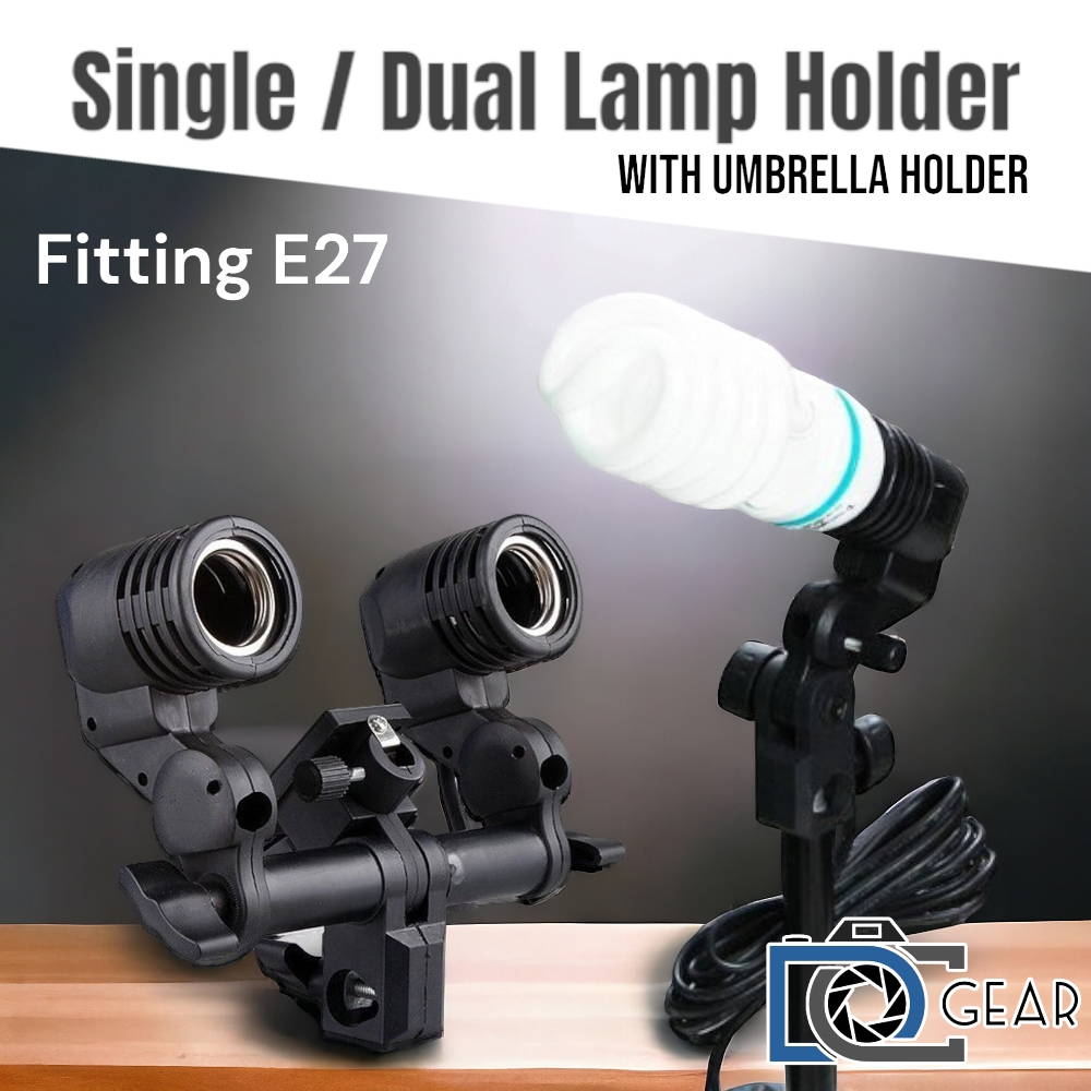 Jual Single / Dual Lamp Holder (Fitting E27) utk foto studio , AC Flash ...