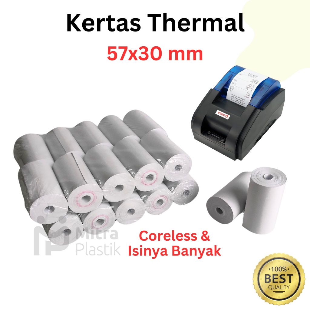 Jual Kertas Struk Thermal Paper Roll 57x30 Kasir EDC Termal Mini Printer Portable Bluetooth ...