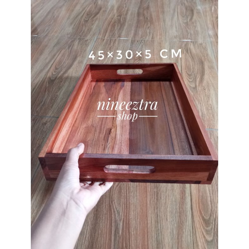 Jual Nampan Dengan Handle Jati 45×30×5 cm Baki Kayu Jati Tatakan Minum ...