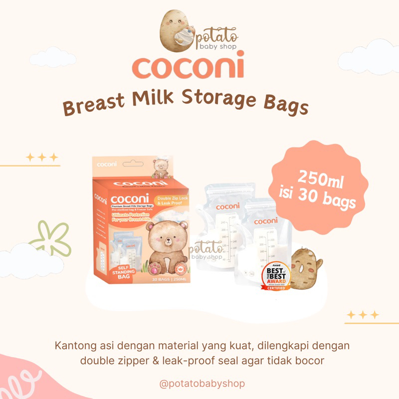 Jual Coconi Premium Breast Milk Storage Bags 250ml 30bags - Kantong Asi ...