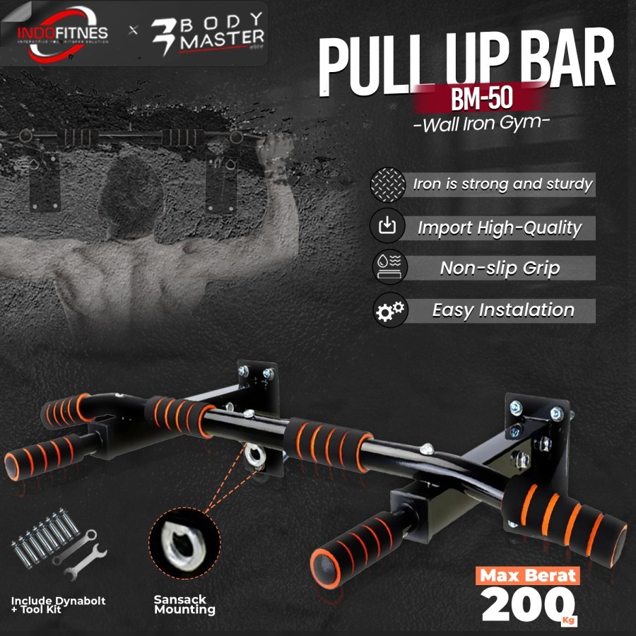 Jual BODYMASTER Pull Up Bar BM-50 Wall Chin Up Pullup Samsak Bracket | Shopee Indonesia