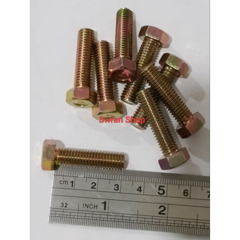 Jual BAUT MUR KUNING BMK - UKURAN BAUT 12 / 8mm × 3cm KUNING (25PCS ...