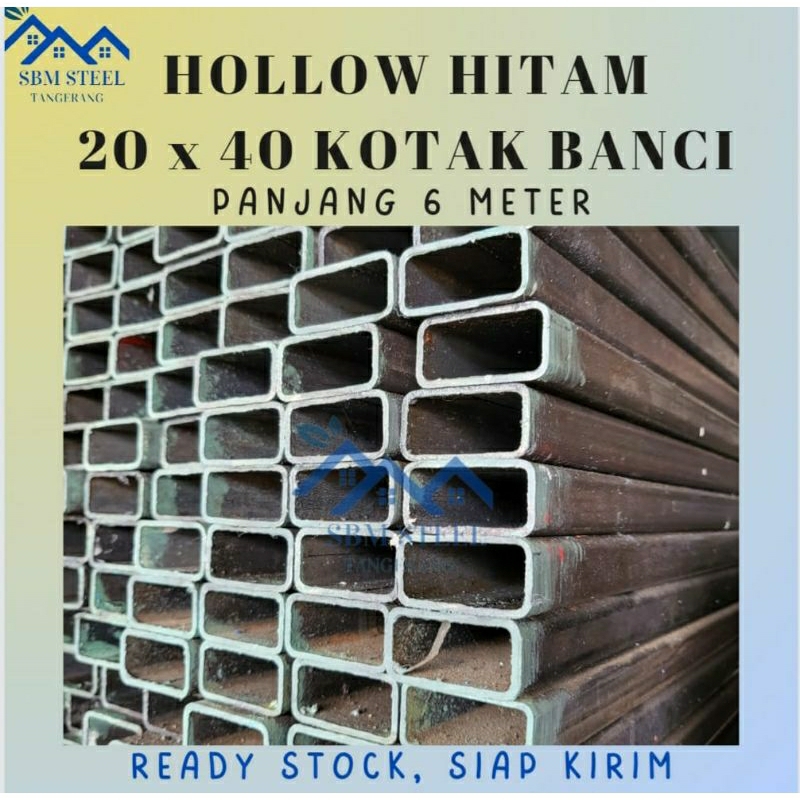 Jual Besi Hollow Hitam 20x40 Kotak Banci Tebal 1mm Panjang 6 Meter ...