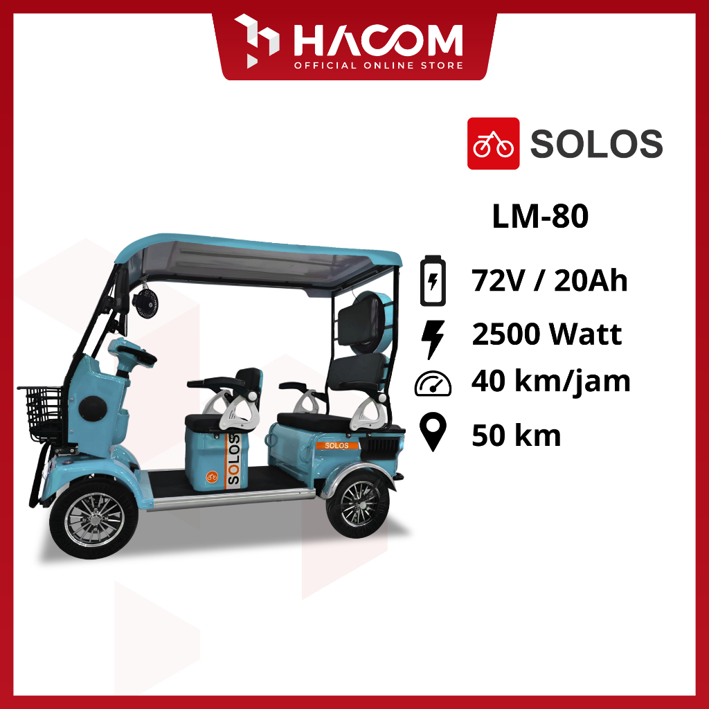 Jual Sepeda Listrik Roda Empat SOLOS LM-80 20V Anti Hujan | Shopee ...