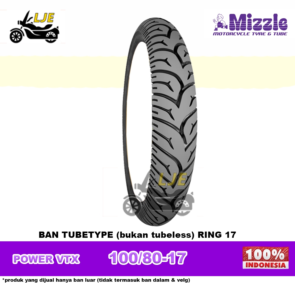 Jual Ban Motor Mizzle 100/80-17 Power VTX Tubetype (bukan tubeless ...