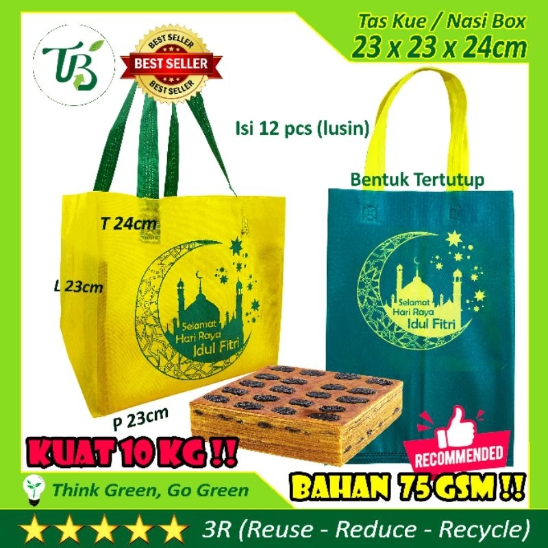 Jual Tas kue IDUL FITRI goodie bag Box P23xL23xT24 spunbond sembako lebaran | Shopee Indonesia