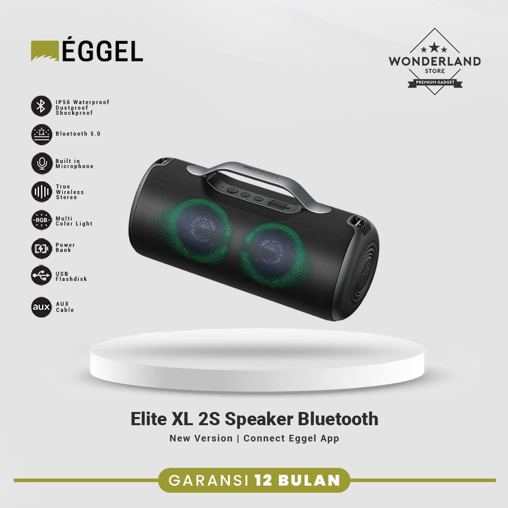 Jual Eggel Elite XL 2S Waterproof Portable Bluetooth Speaker with RGB ...