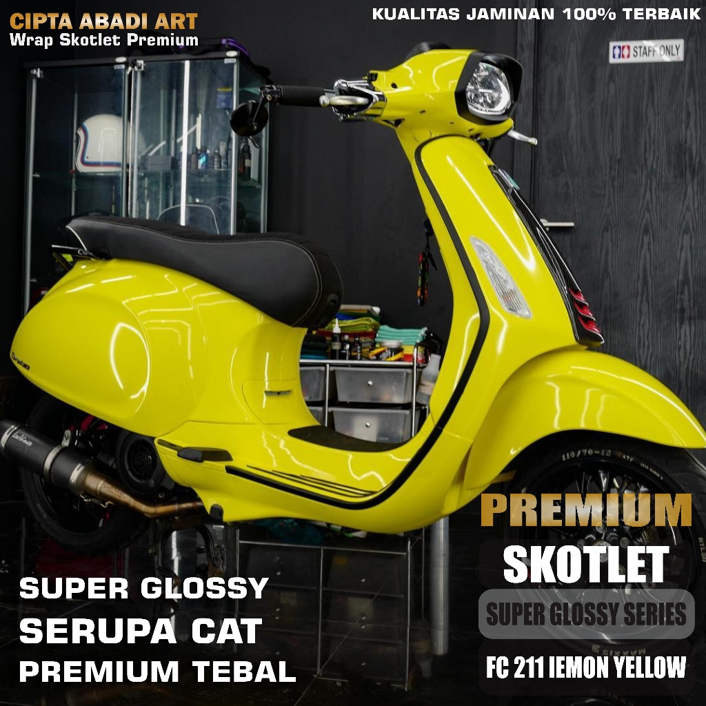 Jual Skotlet Stiker Motor Lemon Yellow Premium Seri Super Glossy Bahan ...