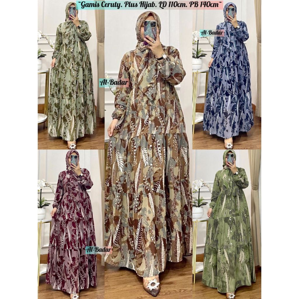Jual GAMIS CERUTY PLUS HIJAB MODEL TERBARU/GAMIS SET HIJAB/GAMIS SYAR'I ...
