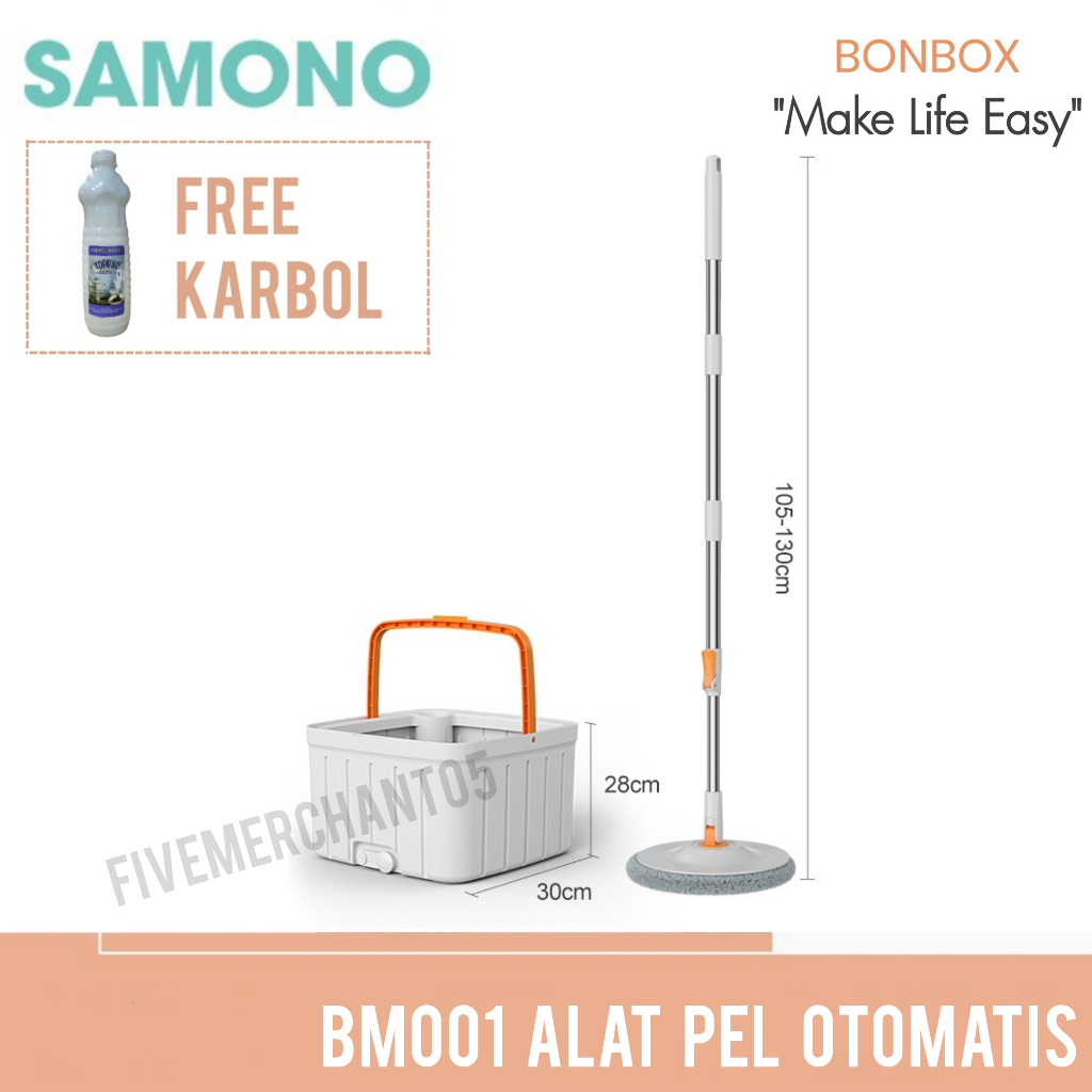Jual Alat Pel Otomatis Bonbox Samono BM001 Spin Mop Ember Kotak Tongkat ...