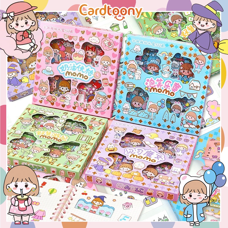 Jual Stiker isi 100 Lembar Lucu Imut 2D Aesthetic Dekorasi Pelangi Pink ...