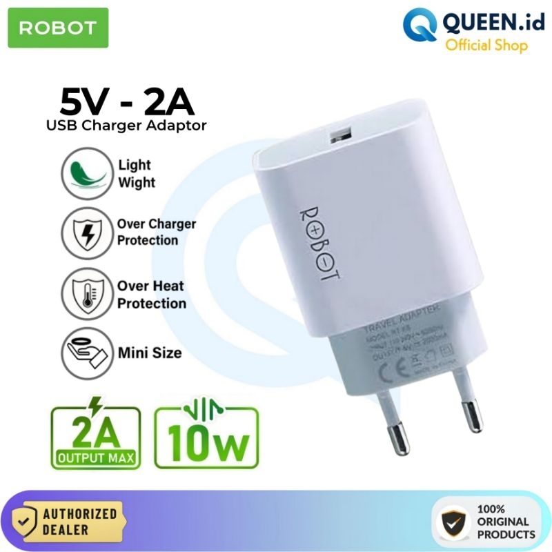 Jual VIVAN ROBOT RT-K8 Charger Adaptor USB 10W 2A 5V Safe Charging ...