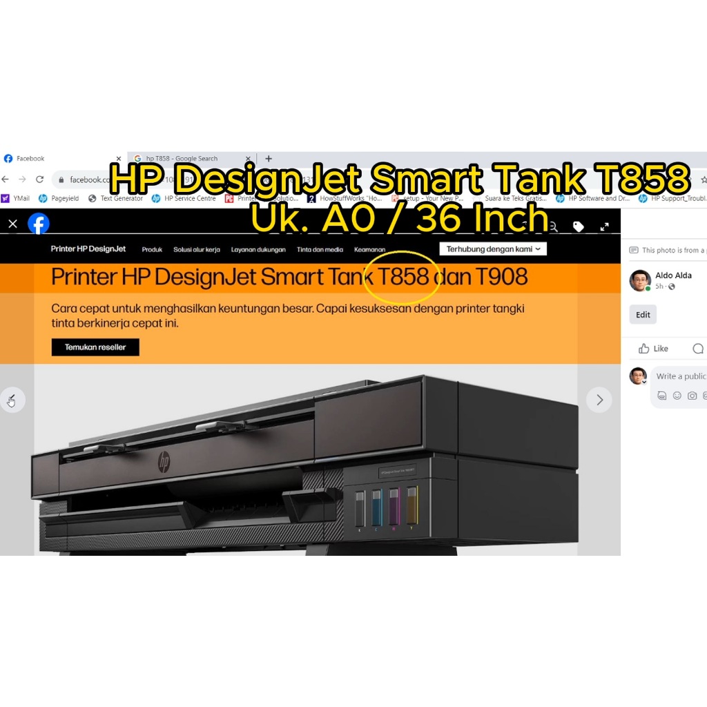 Jual HP T858 DesignJet Smart Tank Printer A0 36in | Shopee Indonesia