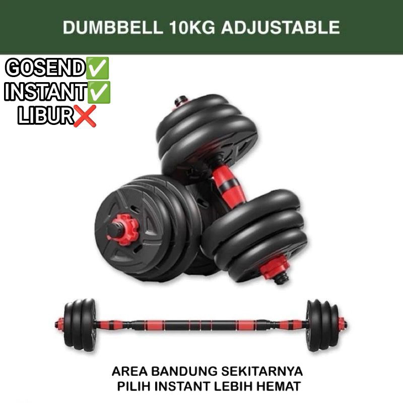 Jual Barbel Dumbbell 10kg Adjustable dumbel set angkat beban barbell 10 kg kilogram kilo gram ...