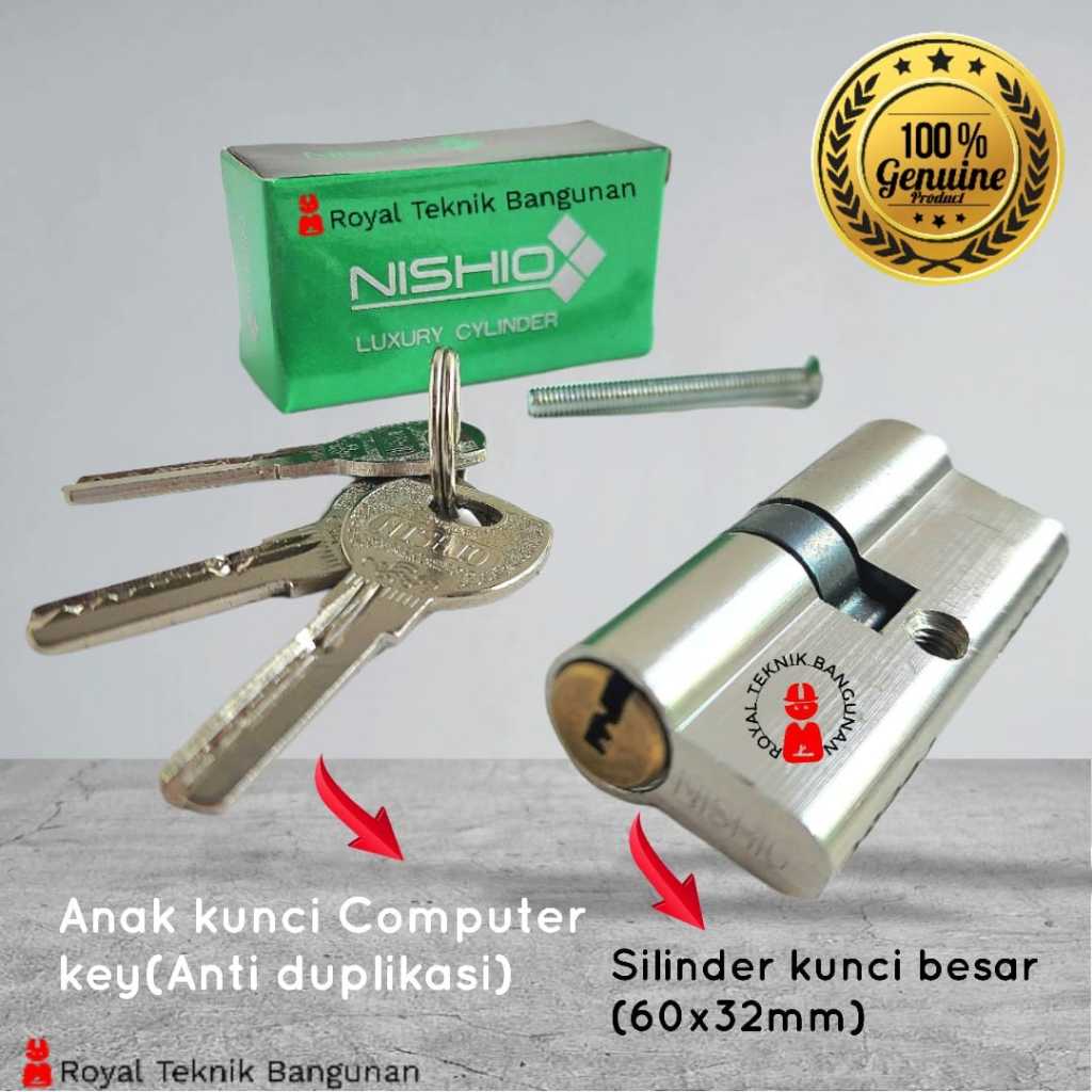 Jual Silinder Kunci Pintu Besar 32mm x 60mm / Kuningan Cylinder Computer Key Knob Lock Door 60 ...