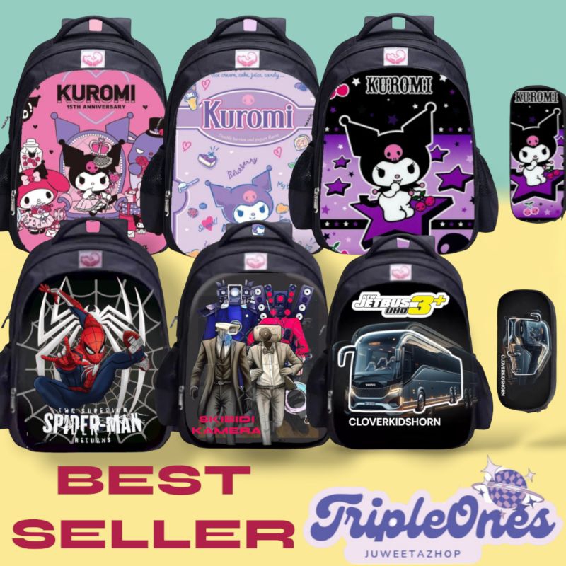 Jual Tas Ransel Sekolah SD TK PAUD Backpack Anak Laki Laki Perempuan Karakter KUROMI SKIBIDI ...