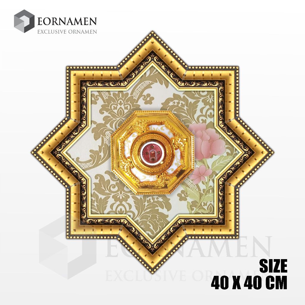 Jual ornamen lampu plafon pvc / fitting lampu hias plafon 40 x 40 cm ...