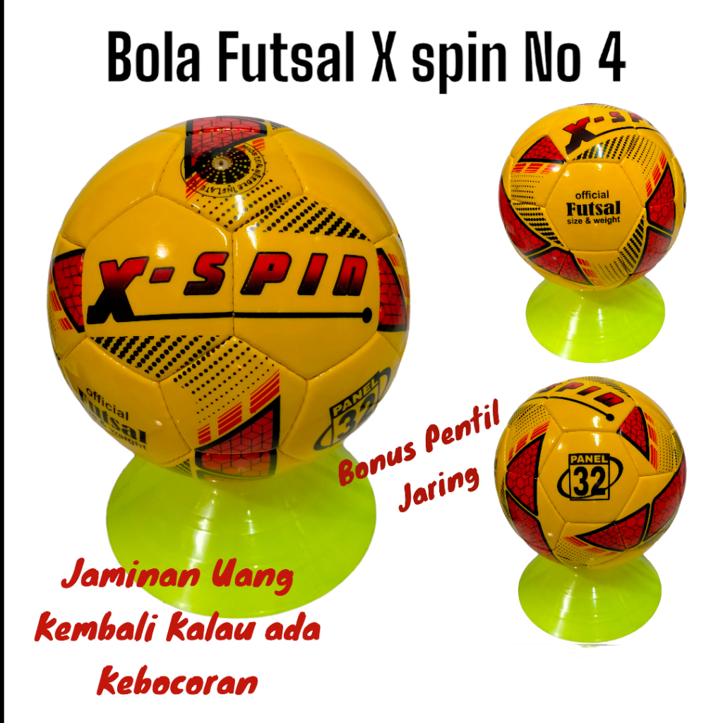 Jual Bola Futsal X - SPIN Size 4 Bahan PU Jahit Sesuai SNI Bonus Jaring ...
