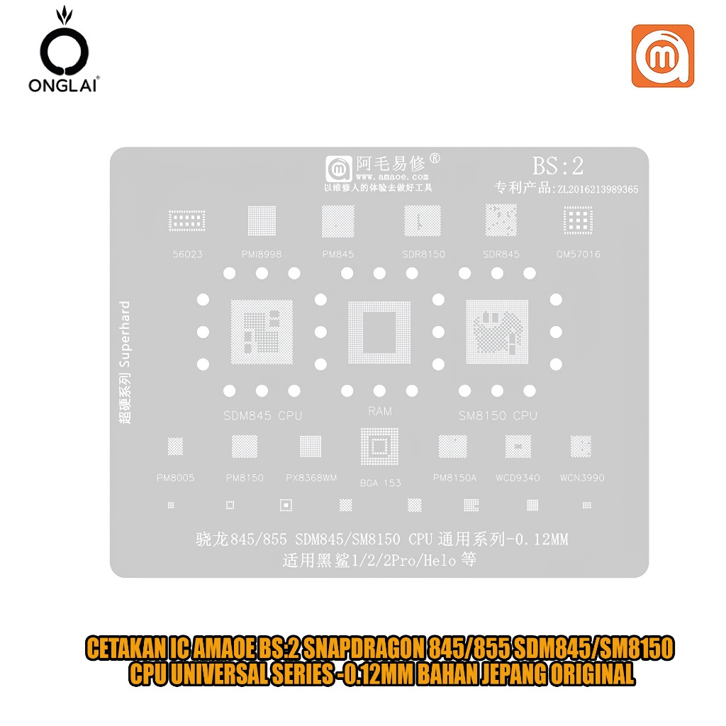 Jual Amaoe Cetakan IC BS:2 SNAPDRAGON 845 855 SDM845 SM8150 CPU Universal Series 0.12MM Bahan ...