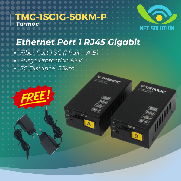 Jual Tarmoc TMC-1SC1G-50KM-P-V1 | Media Converter Switch 1FO 1LAN / 1 FO 1 LAN Gigabit POE IN 9 ...