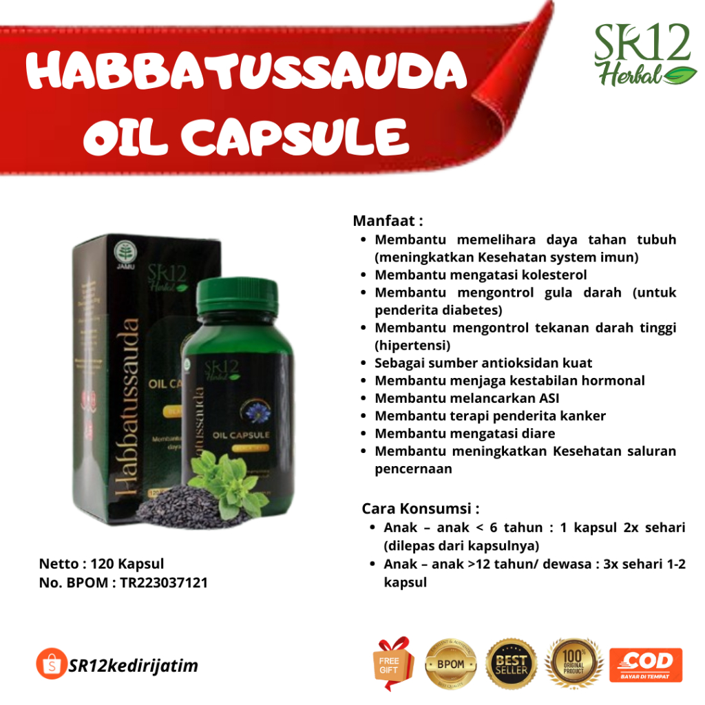Jual SR12 Habbatussauda Kapsul Memelihara Kesehatan Daya Tahan Tubuh ...