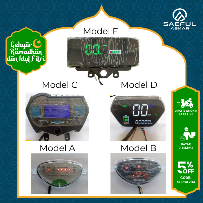 Jual Indikator Display Speedometer Sepeda Listrik Motor Listrik 48v 60v ...