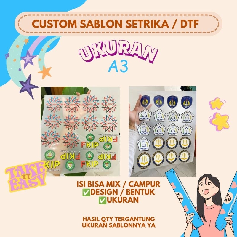 Jual CUSTOM SABLON SETRIKA DTF LOGO A3 | Shopee Indonesia