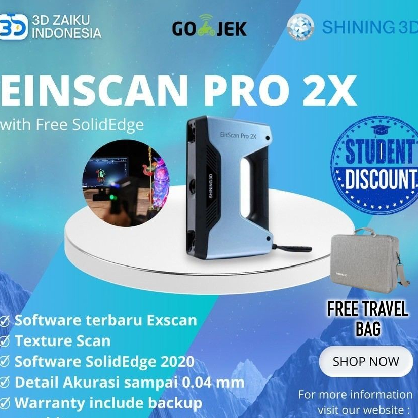 Jual Industrial Grade 3D Scanner Einscan Pro 2X with Free SolidEdge ...